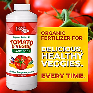 Organic Tomato Fertilizer - Fertilizer for Vegetable Garden - Tomato Plant Food - Organic Fertilizer for Vegetables - Calcium for Tomato Plants - Liquid Garden Fertilizer for Outdoor Vegetables - 32oz