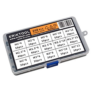 600PCS M2 M2.5 M3 Screw Set for Laptop Notebook Screws Flat Head Carbon Steel Screws Repair Kit for Computer Small Screw - (600 Screws Set) SCRW-033680