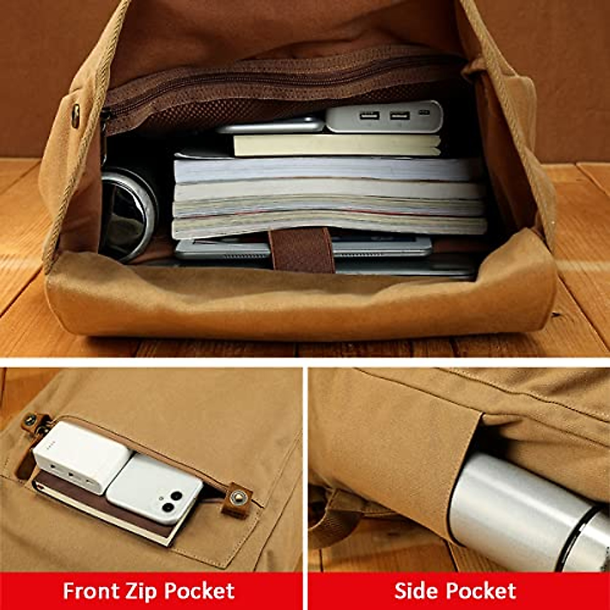 XINCADA Canvas Laptop Backpack Travel Backpack Rucksack for Men Women School College Bookbag Fits 15.6" Laptop Vintage Backpacks Daypack for Traveling Work School, Blue black