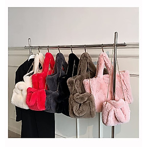 Tote Bag large Shoulder Bag Fleece Faux Fur Hobo Tote Bag Handbag Retro Bag Solid Color Big Purse