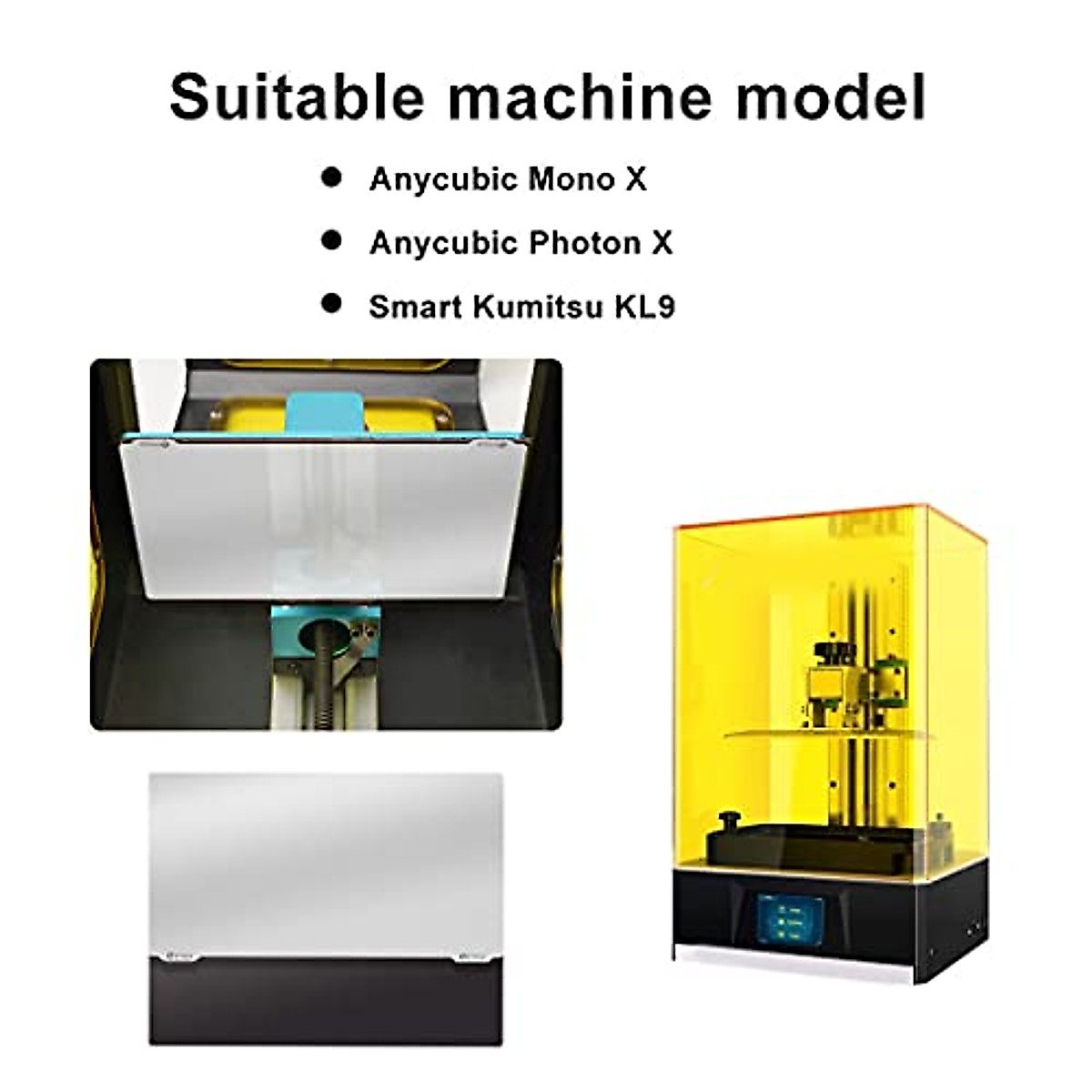 yungluner Resin Edition Magnetic Sheet 7.95x5.0in 3D Printer Resin Plate Made from Stainless Steel Authentic for 3M Adhesive Dlp Projector 4k Dlp 3D Printer Mini