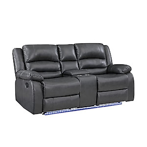 Galaxy Home Furnishings Martin Manual Reclining Loveseat Finished with Faux Leather/Wood in Gray