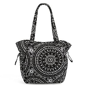 Vera Bradley Women's Cotton Glenna Satchel Purse, Black Bandana Medallion, One Size