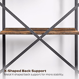 YATINEY Bakers Rack with Power Outlet, 3-Tier Microwave Stand, Multifunctional Coffee Bar, Kitchen Storage Rack with Hooks, for Kitchen, Dining Room, Living Room, Rustic Brown and Black HB01BR
