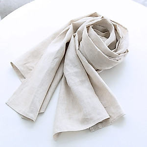 Amazhiyu Pure Linen Scarf for Women Lightweight Fashion Long Scarves Solid Color Flax, 68’’x15’’(L x W)