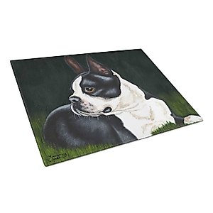 Caroline's Treasures AMB1321LCB Boston Terrier Beauty Glass Cutting Board Large Decorative Tempered Glass Kitchen Cutting and Serving Board Large Size Chopping Board