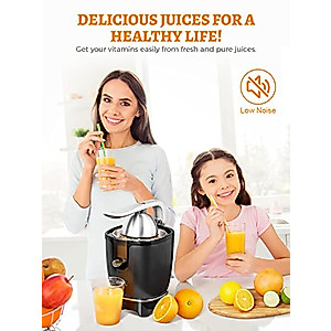 OSTBA Citrus Juicer Electric, Orange Juicer with Two Cones, Lemon Lime Grapefruit Orange Juice Squeezer, Anti-drip Spout, Stainless Steel Handle, Easy to Clean and Use
