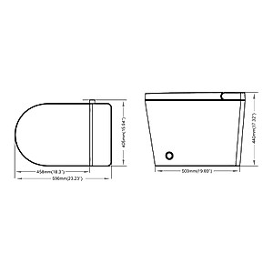 BWE Smart Toilet With Bidet Built In with LED Digital Display, One-piece Bidet Toilet Seat, Auto Flush, Auto Open & Auto Close, Heated Seat, Warm Water and Dry, Wireless Remote Control, Foot Sensing