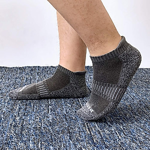 BERING Men's Athletic Cushioned Low Cut Ankle Running Socks, Dark Gray, Size 9-12, 6 Pack