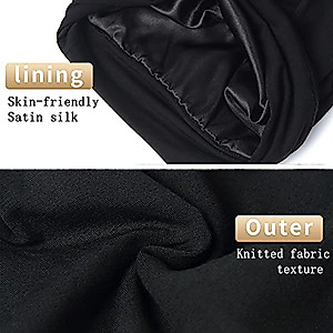 Satin Bonnet Silk Lined Sleep Cap- Adjustable Hair Cover Frizzy Hair Beanie Slouchy Night Cap Hair Protection Patients Care
