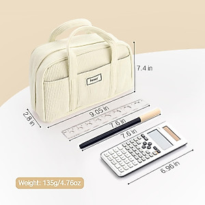 Sooez Large Pencil Case Pouch, Extra Big Pencil Bag with 5 Compartments, Pen Bag Wide Opening, Soft Corduroy Pencil Pouch Organizer with Zipper, Cute Aesthetic School Supplies for Teen Girls-Black