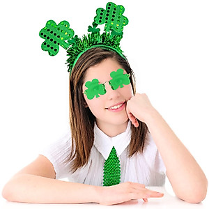 St. Patrick's Day Headband Costume St. Patrick's Day Accessories Shamrock Green Headband Green Shamrock Sunglasses for St Patricks Day Irish Party Supplies Favors