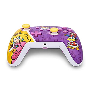 PowerA Enhanced Nintendo Switch Wired Controller - Princess Peach Battle, Mario, Gamepad, game controller, Mappable Advanced Gaming Buttons, 10ft Cable, 3.5mm headphone jack, Wired Pro Controller for Switch, Officially Licensed by Nintendo