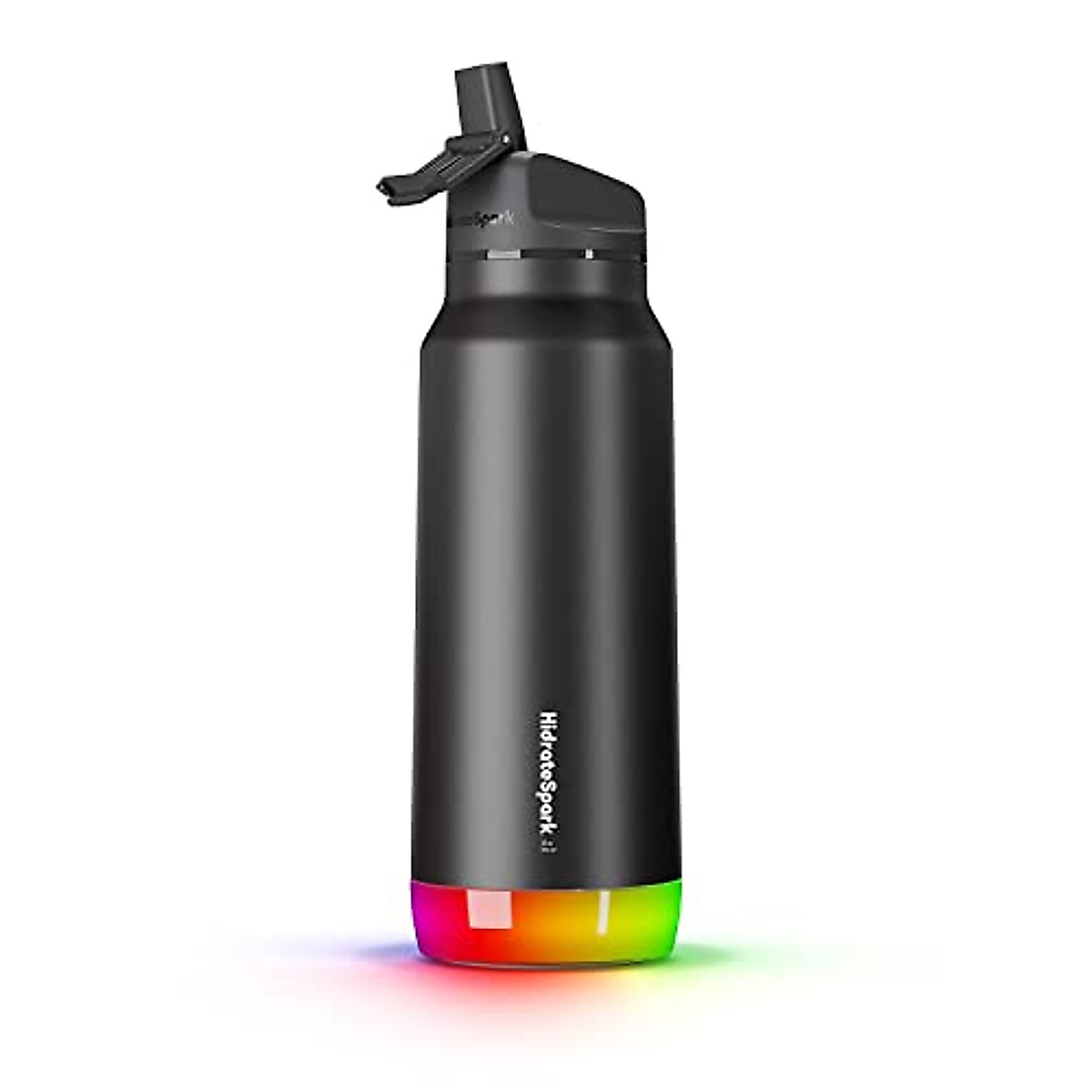 Hidrate Spark PRO Smart Water Bottle – Insulated Stainless Steel – Tracks Water Intake with Bluetooth, LED Glow Reminder When You Need to Drink – Straw Lid, 32oz, Black