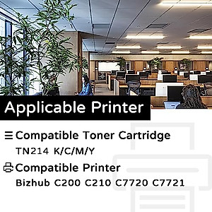 RIOMAN TN214 Toner Cartridge Compatible Replacement for Konica Minolta TN214 to Use with Bizhub C200 C210 C7720 C7721 Toner Printer Yellow