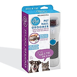Bell+Howell Pawperfect Cordless Dog and Cat Nail Trimmer Rotating File with Safety Guard, 5000-7000 RPM's, Gentle and Painless Dremel Dog Nail Grinder w/ 3 Modes with 3 Replacement Rollers