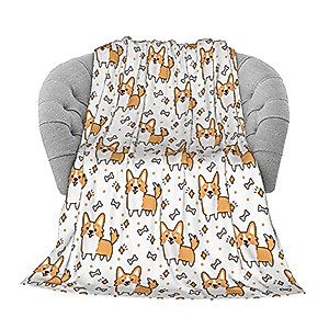 FeHuew Adorable Cute Corgi Seamless Soft Throw Blanket 40x50 inch Lightweight Flannel Fleece Blanket for Couch Bed Sofa Travelling Camping for Kids Adults
