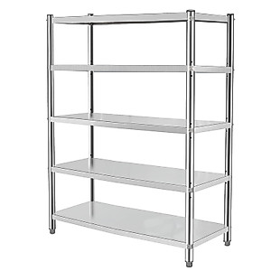 SGOLAN Stainless Steel Shelves 48x18x70 Inch Storage Rack 5 Tier Shelving Units and Storage Adjustable Stainless Steel Rack Shelving, Storage Shelves for Kitchen Commercial Office