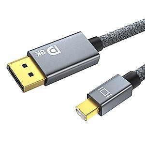 QCEs 8K Mini DisplayPort to Displayport 1.4 Cable 6.6Ft, Thunderbolt to DP Cable 8K@60Hz 4K@144Hz Thunderbolt 2(Video Output) Compatible with MacBook, iMac, Mac Mini to DP Monitor