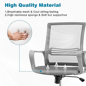 Ergonomic Home Office Chair – Rolling Desk Chair with Lumbar Support and Armrest, Height Adjustable Breathable Mesh Chair, Mid Back Executive Task Chair with Padded Seat and Tilt Function