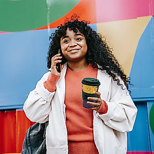 NAZE Eco-Friendly Bamboo Cup Natural Organic Bamboo Fiber Travel Mug, Reusable Coffee Cup, with Silicone Lid & Sleeve, Horse Print Bamboo Travel Cup For Coffee Tea or Milk. Pack of 1 Bamboo Mug