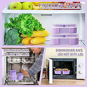 Puraville Detachable Bento Lunch Box for Baby, Kids and Adults, 720ml Ideal Portion Sizes, BPA-Free, Leak Proof Lunch Box, Snack Containers, Microwavable Dishwasher Safe - Lilac
