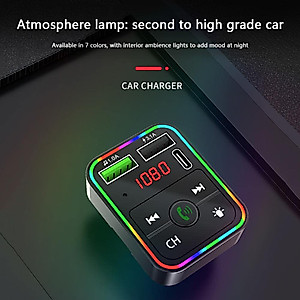 Bluetooth Car Adapter, Fm Transmitter Bluetooth, Wireless Modulator with Led Display Car Kit, Fast Car Charger & USB C Port, MP3 Player Radio Kit for Car Stereo, 12V Cigarette Lighter Adapter