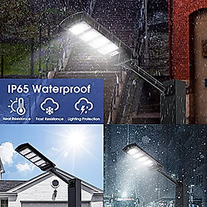 Bryopath Solar Street Lights Outdoor【2 Pack】, Parking Lot Lights 600W, 24000LM Motion Sensor Dusk to Dawn Lights Outdoor Street Lights with Remote Control for Home Park Garage Garden Yard