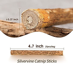 Rocendlor 25PCS/Pack Silvervine Sticks for Cats, Cat Chew Stick, Catnip Toys, Natural Matatabi Sticks, Kitty Kitten Teething Interactive Wand Toy, Molar Dental Sticks for Cat