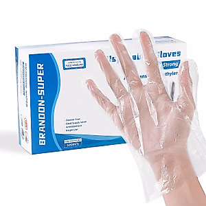 Disposable Food Prep Gloves - 500 Piece Plastic Food Safe Disposable Gloves, Food Handling, One Size Fits Most (500 PCS）