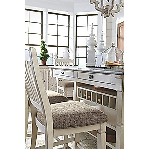 Signature Design by Ashley Bolanburg Farmhouse Counter Height Dining Room Table, White & Brown
