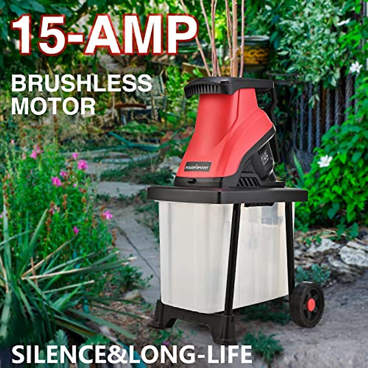 PowerSmart 15-Amp Electric Garden Chipper/Shredder with Safety Locking Knob