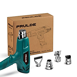 PRULDE Heat Gun, Dual Temperature Settings 752℉-1112℉Hot Air Gun Kit with 4 Nozzles for Crafts, Shrink Wrapping/Tubing, Paint Removing (HG0080)