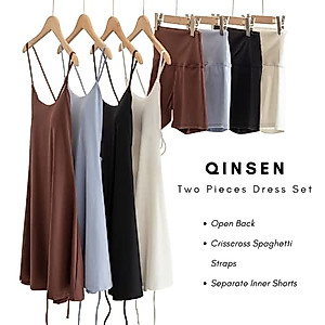 QINSEN Women's Tennis Dress Workout Dress with Built-in Bra & Shorts Pockets Athletic Dresses for Women Lily Green S