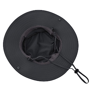 Connectyle Men's Cowboy Sun Hat Wide Brim Fishing Hiking Camping Gardening Hat UV Protection Outdoor Summer Sun Hat Dark Grey