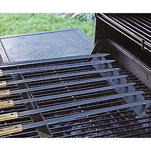 Goutime Stainless Steel Shish Kabob Skewer Rack with Storage Bag, Universal Barbecue BBQ Skewers Holder for Grill