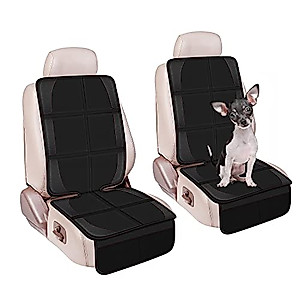 J&C Car Seat Protector for Child Carseat Waterproof Baby Car Seat Protector with Thickest Padding， Non-Slip Backing 2 Pockets, Fit for SUV Sedan Leather Seats