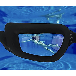 4 in 1 Swimming Kit | Goggles - Cap - Earplugs - Nose clip | Comfortable Adjustable Anti Fog UV Protected lenses | For Adults or Kids Men or Women | No Leaking | Swim Pool Sea Gift Pack | Black