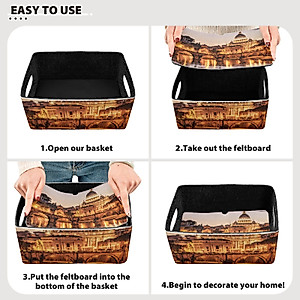 J JOYSAY St Storage Basket Felt Storage Bin Collapsible Nursery Baskets Foldable Felt Cube Organizer for Rooms Playroom Shelves