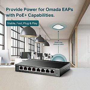 TP-Link TL-SG108PE, 8 Port Gigabit PoE Switch, Easy Smart Managed, 4 PoE+ Ports 64W, Plug & Play, Sturdy Metal w/ Shielded Ports, Fanless, QoS, Vlan & IGMP