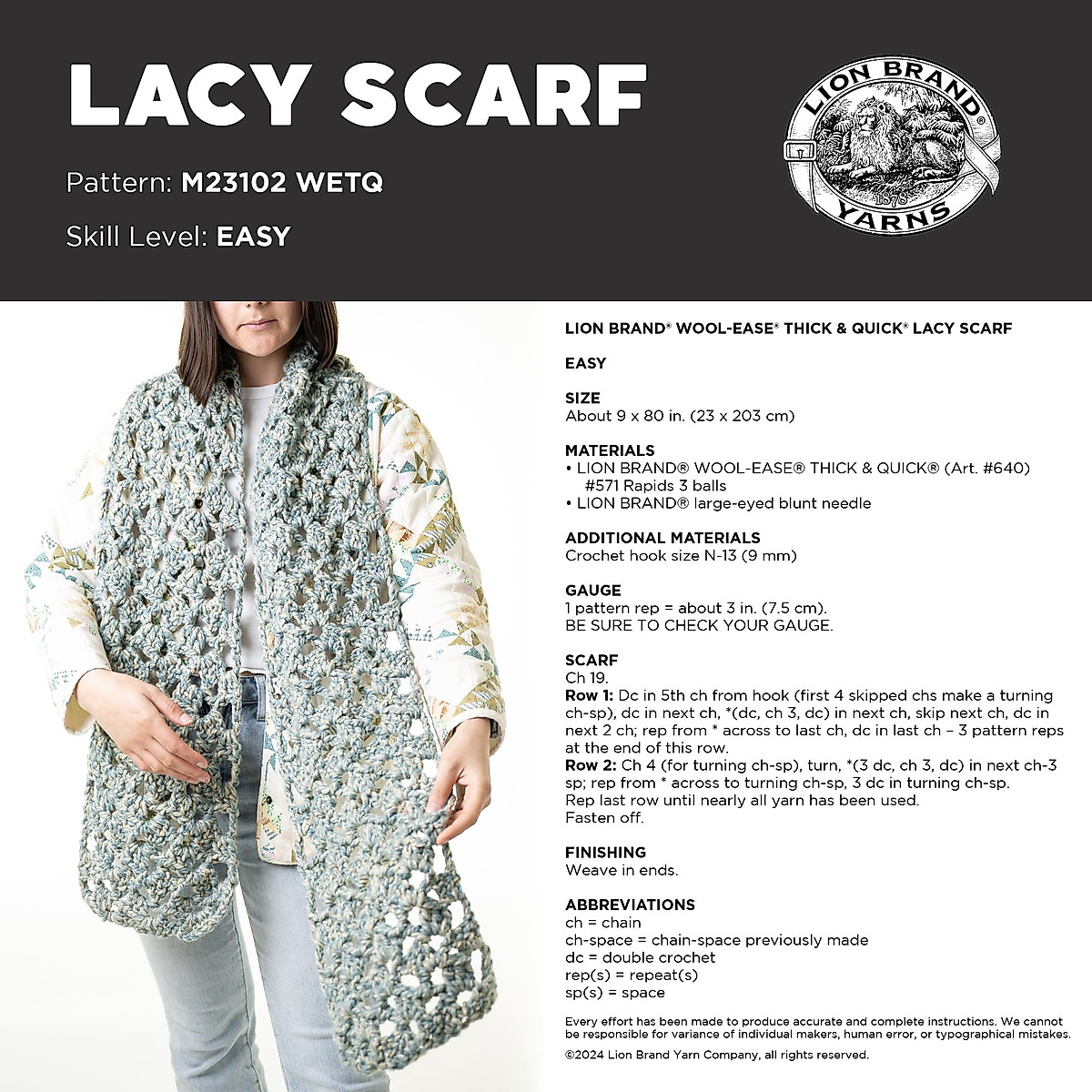 Lion Brand Yarn Wool-Ease Thick & Quick Yarn, Soft and Bulky Yarn for Knitting, Crocheting, and Crafting, 1 Skein, Fossil