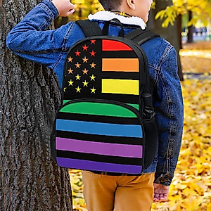 Binienty Gay Pride Rainbow Bisexual Unique Outdoor Backpack Polyester Fabric Backpack Multipurpose Daypacks for Adult Rainbow Love LGBT Backpack