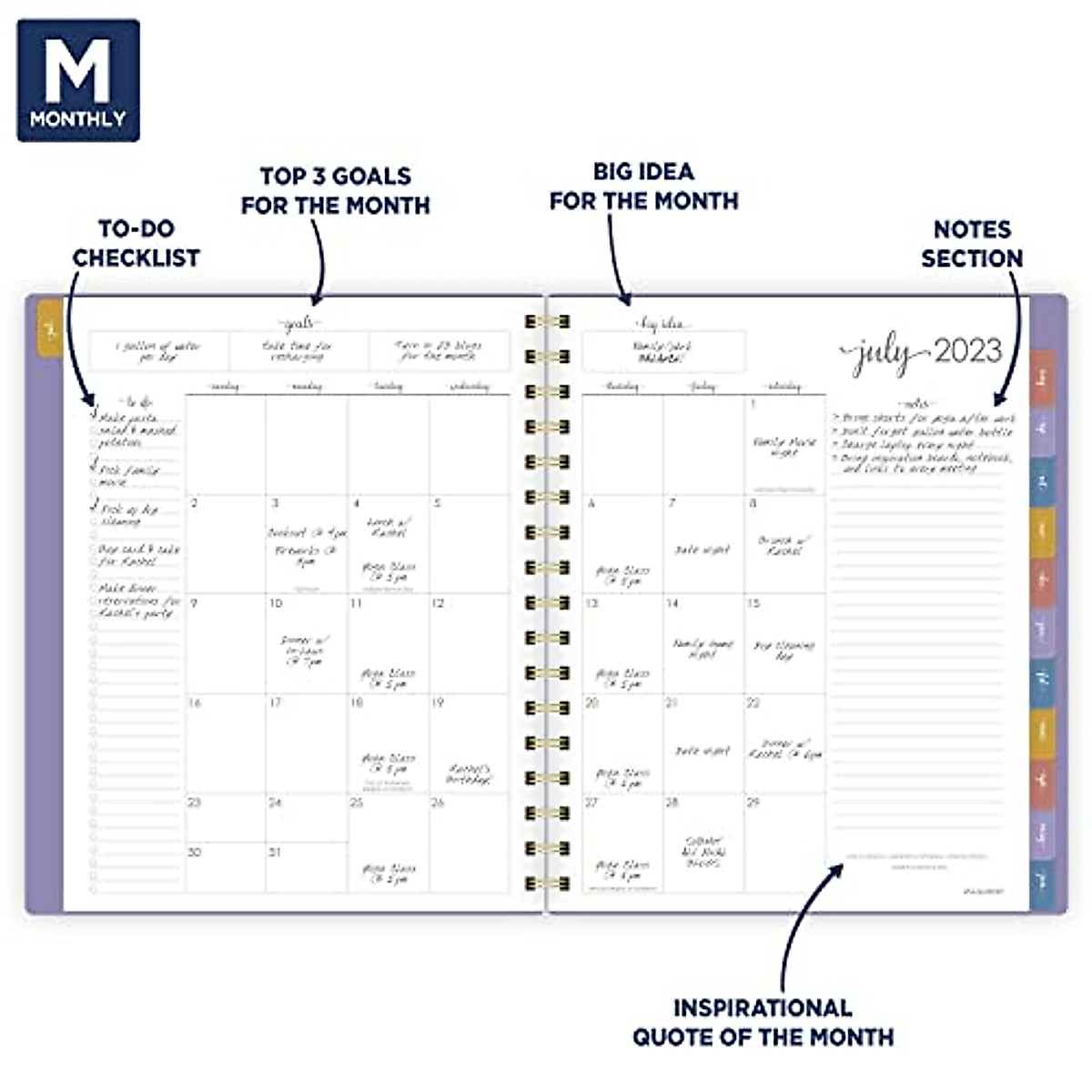 AT-A-GLANCE 2023-2024 Planner, Weekly & Monthly Academic, 7" x 8-3/4", Medium, Harmony, Lavender (1099-805A-17)