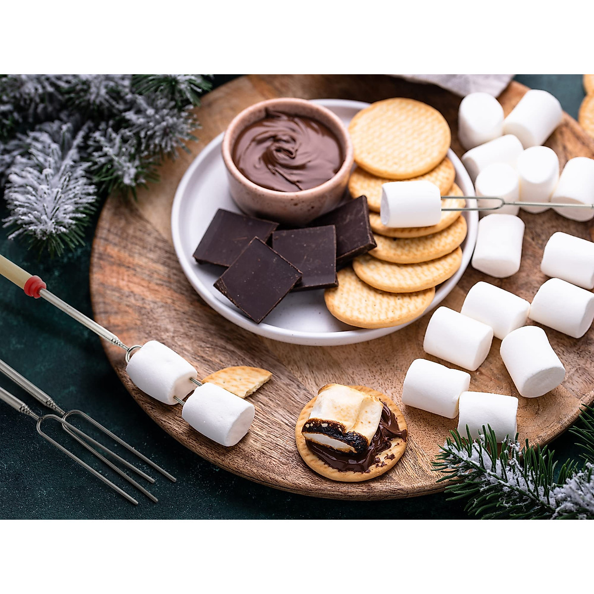 Zulay Sturdy Marshmallow Sticks for Fire Pit Extra Long - Great Smores Sticks Smores Kit for Fire Pit - Marshmallow Roasting Skewers - Hot Dog Fork Bonfire Glamping Camping Accessory 32" 5 Pack Bundle