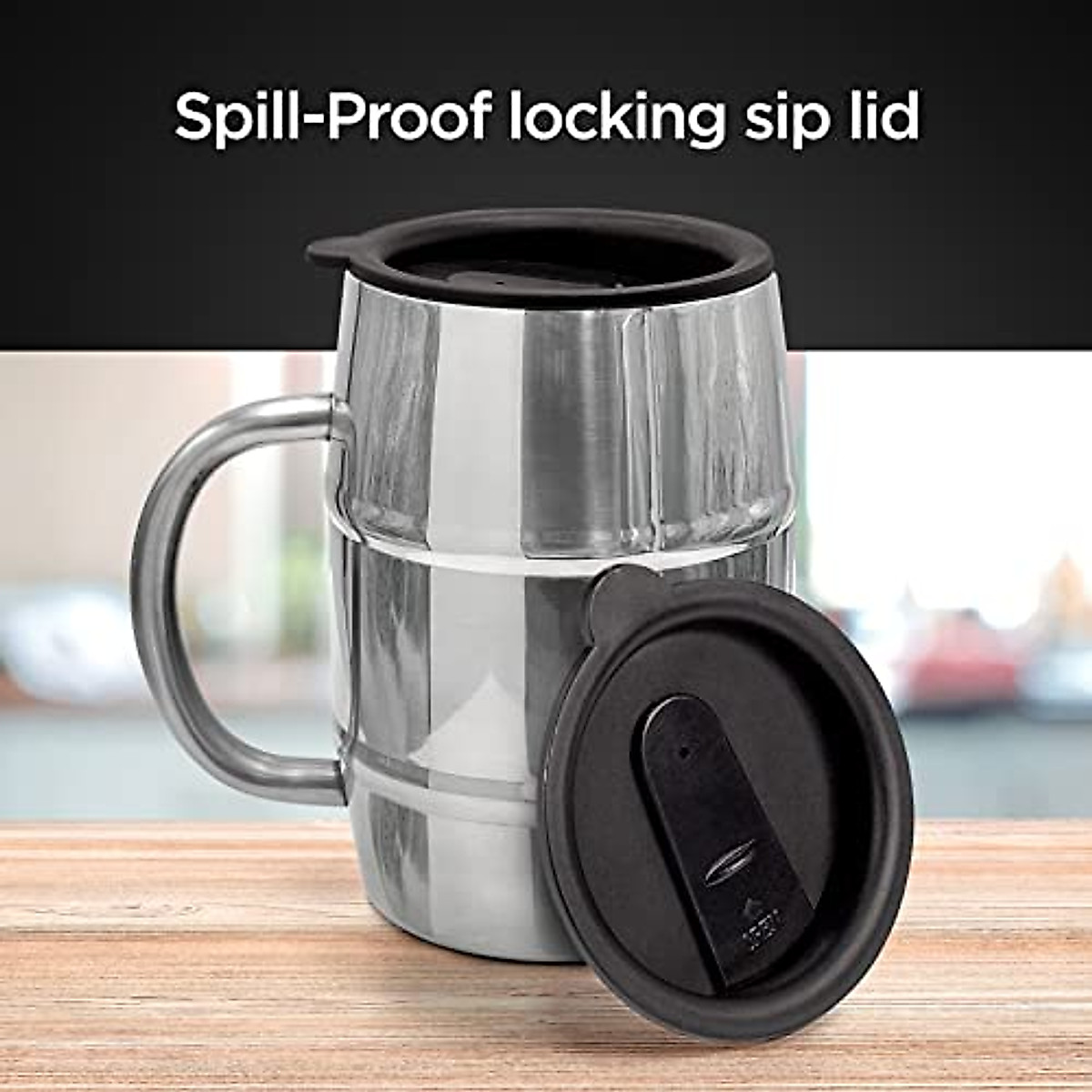 GALVANOX Gift Mug for Dad, Stainless Steel TOP DAD Barrel Cup with Handle and Sip Lid (Hot n' Cold) Double Wall Insulation for Beer & Coffee, 17oz (Gift Boxed for Christmas/Fathers Day)