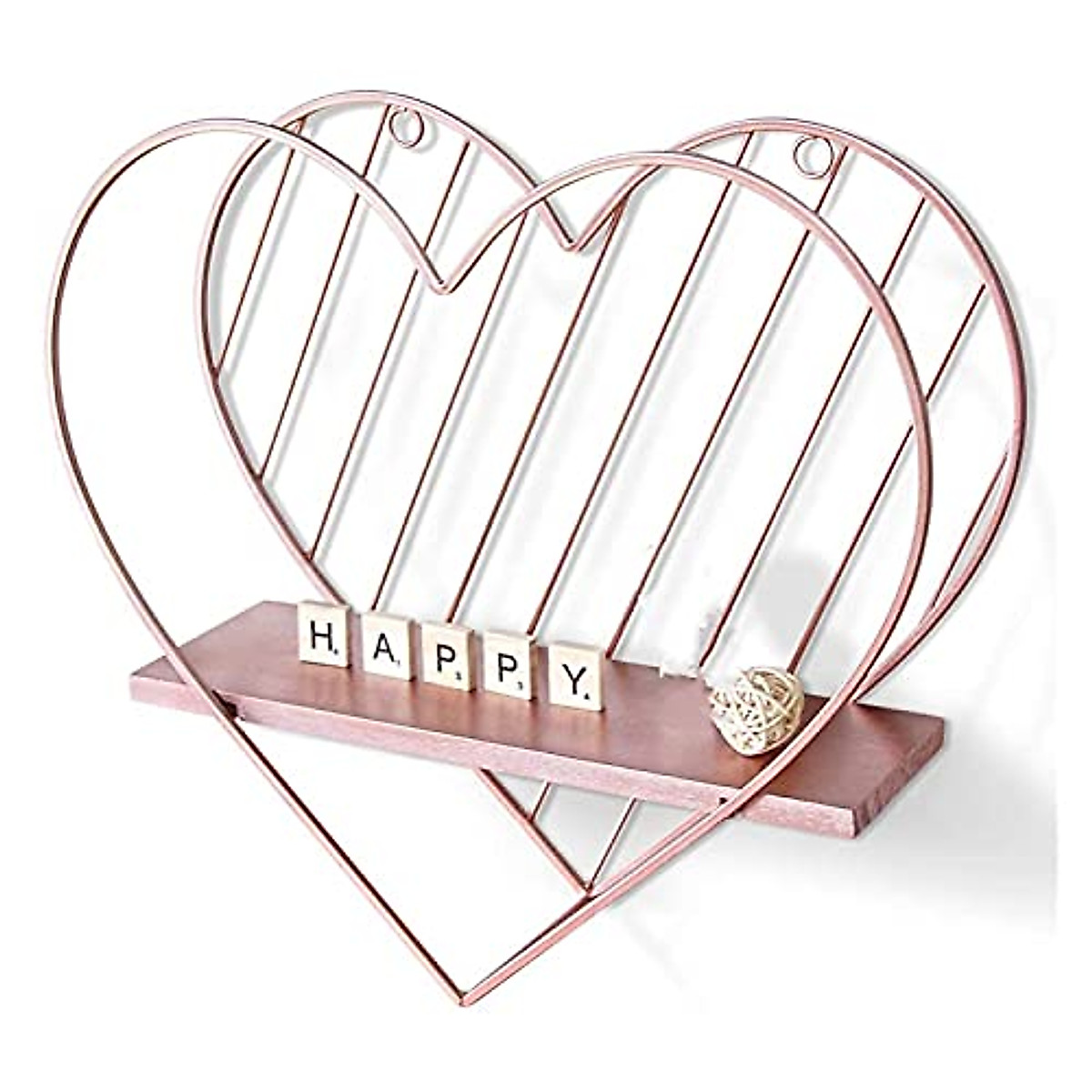 JJYGYTG Shelf Wall Shelf Rose Gold Decorative Shelf Metal Heart-Shaped Shelf Living Room Bathroom (Color : Black)