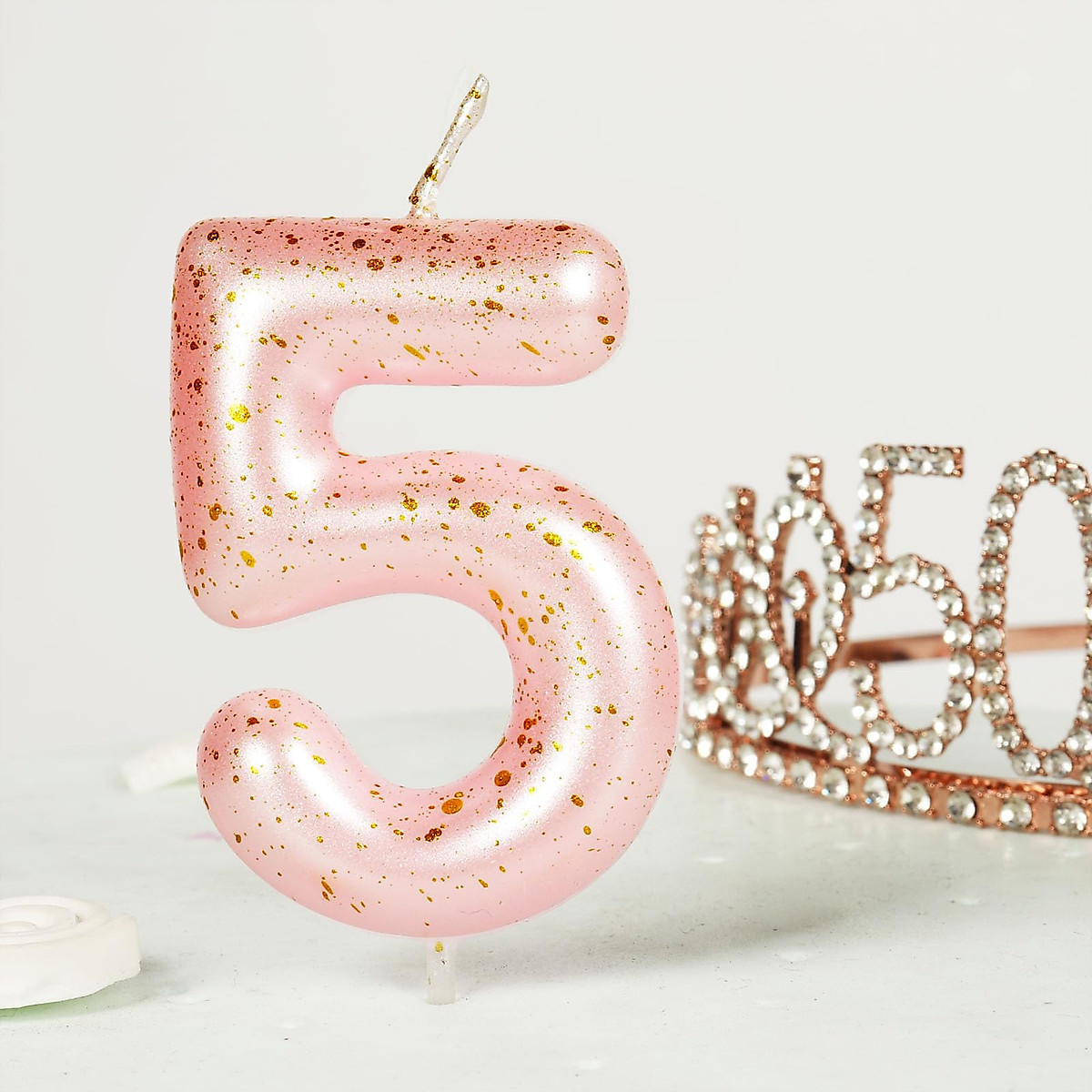 Hongplus Pink Gold Number 40 Candles, 40 Birthday Candle,Pink Happy Birthday Candles for Cake, Barbie Cake Topper Decorations for Girls Women Her 40th Birthday Party Decorations Supplies Favor Gift