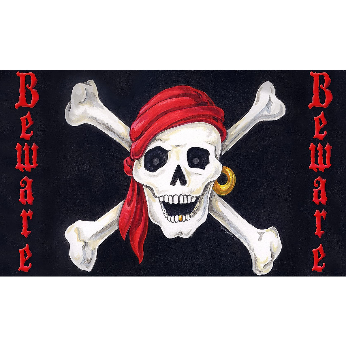 Toland Home Garden 800052 Beware Funny Door Mat 18x30 Inch Pirate Outdoor Doormat for Entryway Indoor Entrance
