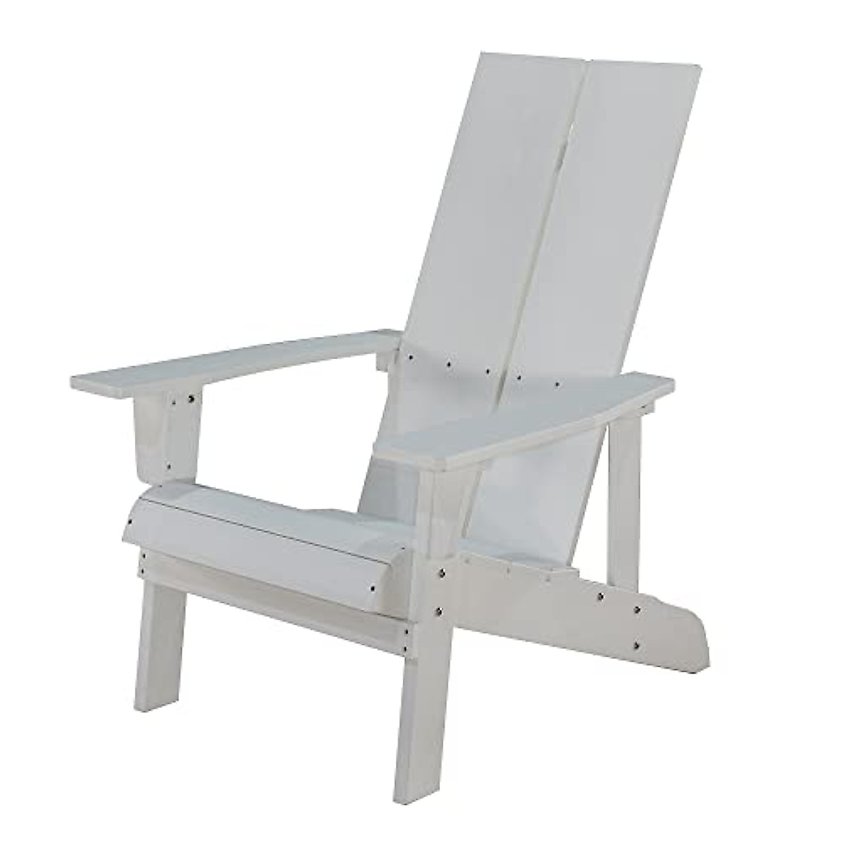 Key West 3 Piece Outdoor Patio All-Weather Plastic Wood Adirondack Bistro Set, 2 Adirondack Chairs, and 1 Small, Side, end Table Set for Deck, Backyards, Garden, Lawns, Poolside, and Beaches, White