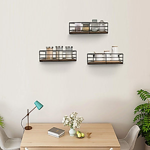 CRUGLA Floating Shelves Wall Mounted Set of 3, Hanging Storage Shelf for Bathroom, Living Room, Bedroom, Kitchen Home Decor